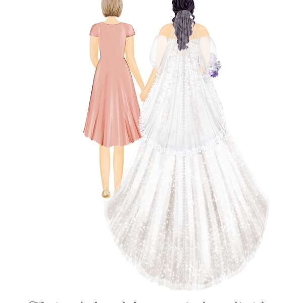 Personalized Bride and Mother Portrait Art DIGITAL Mother of Bride ...