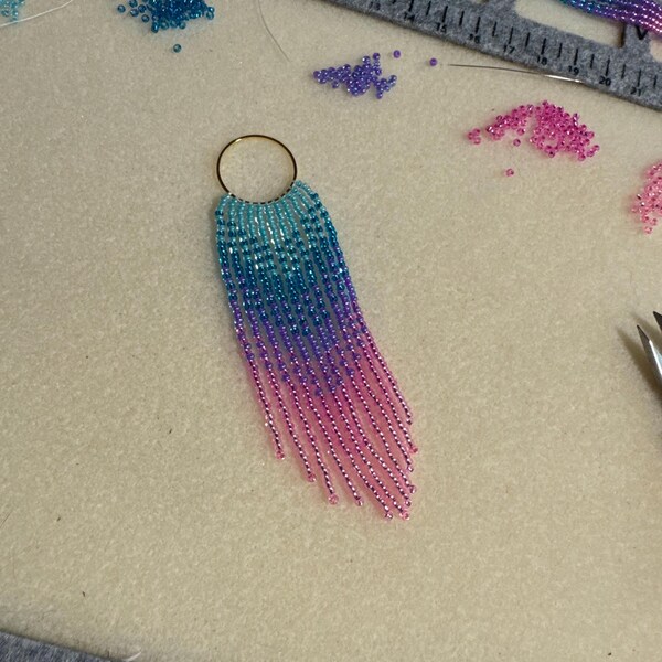 PDF Native American Style Bead Fringe Earrings, Colorful Hoop Earrings ...