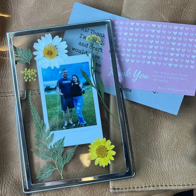 Pressed Flower Picture Frame and Custom Message Gold Hanging Frame ...