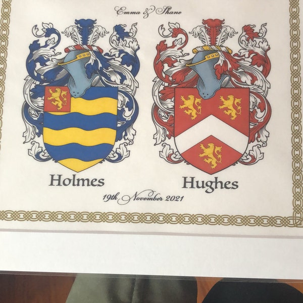 Double Family Crest Parchment Print - Etsy