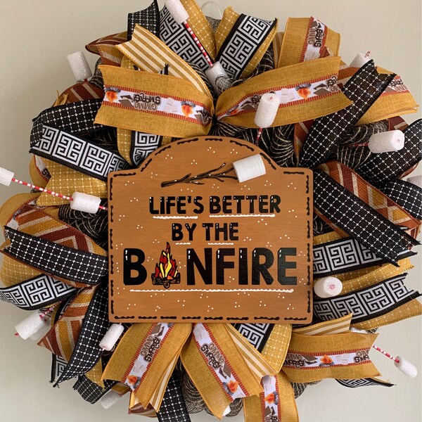 BONFIRE CAMP SIGN Personalize Hanger Hanging Plaque Camping Campsite ...