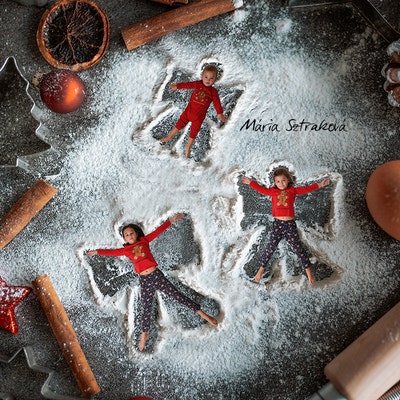 Christmas Baking Flour Angels Digital Backdrop Photography, Snow Angel ...