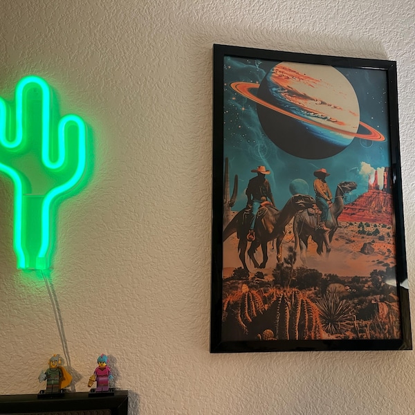 Retro Futuristic Art Vintage Western Sci-fi Collage Art Space Cowboys ...