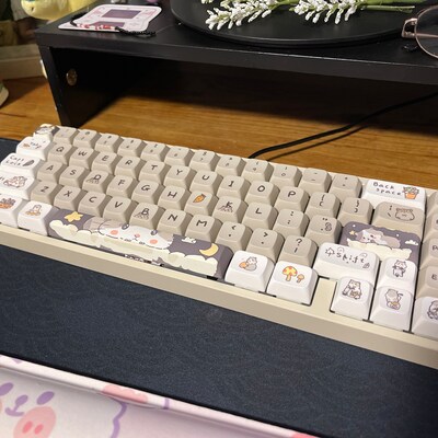 Cute Katty Keycaps, Keycap Set, Kawaii XDA Pink Keycaps, PBT Keycaps ...