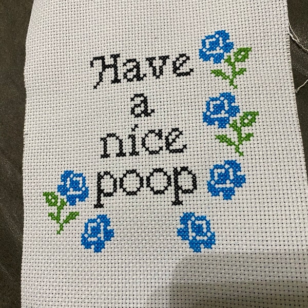 Have A Nice Poop With Floral Border Cross Stitch Pattern | Rose Border ...