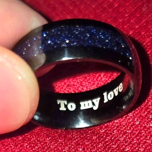 Galaxy Orion Nebula Ring for Women, Engagement Ring Set, Black Titanium ...