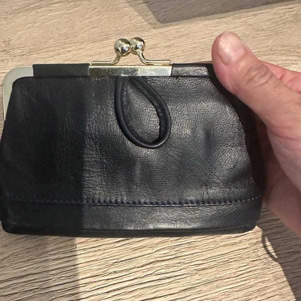 Large Retro Coin Purse With Gold Click-clack Clasp - Vintage Genuine ...