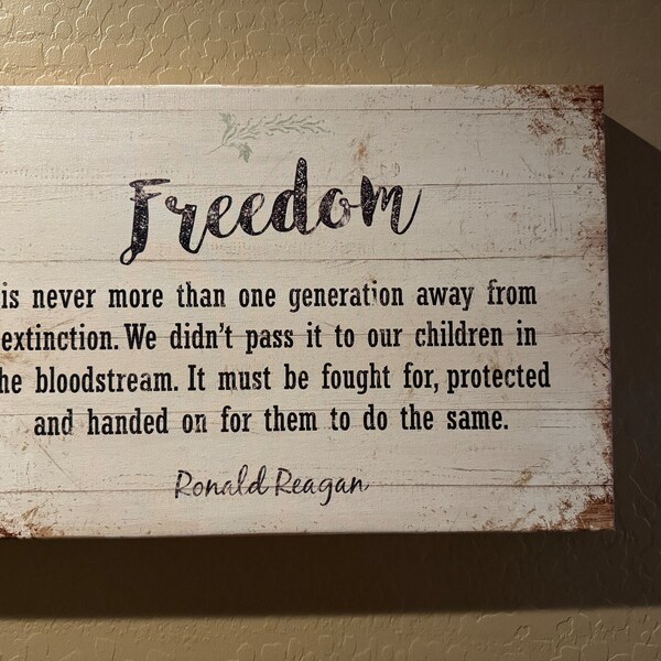 Patriotic Decor | Ronald Reagan Quotes Canvas | Freedom Sign | Living ...