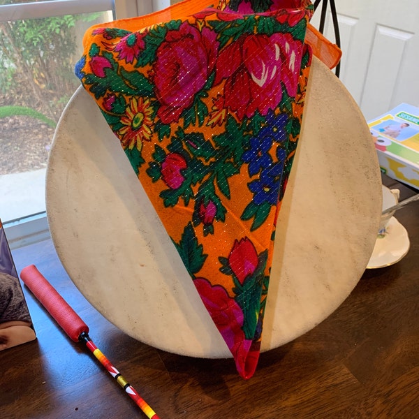 Metallic Floral Scarf | Navajo Flower Scarf |grandma Scarf |saani ...