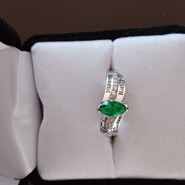 Customized Sterling Silver Women’s High School Class Ring – Gem ...