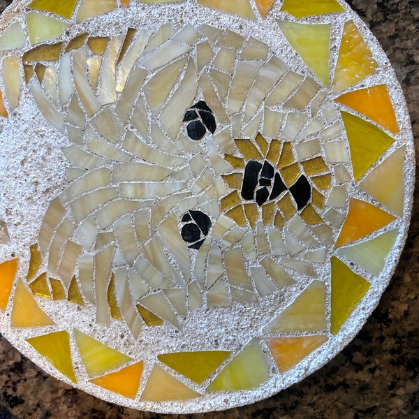 Personalized Garden Stepping Stone With Mosaic Glass Rim large Rainbow ...