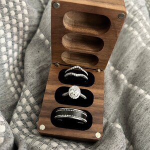 Triple Flip Wooden Ring Box, Custom Wedding Ring Box, Engagement Ring ...