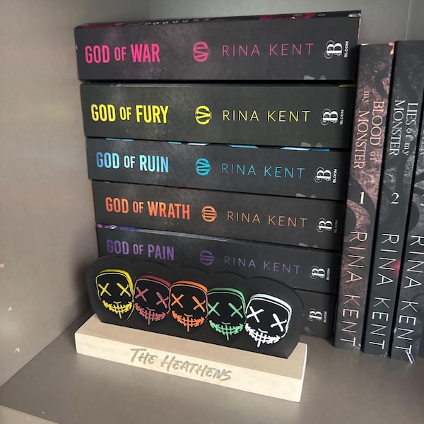 Officially Licensed Legacy of Gods Heathens Masks Bookshelf Sign; Dark ...