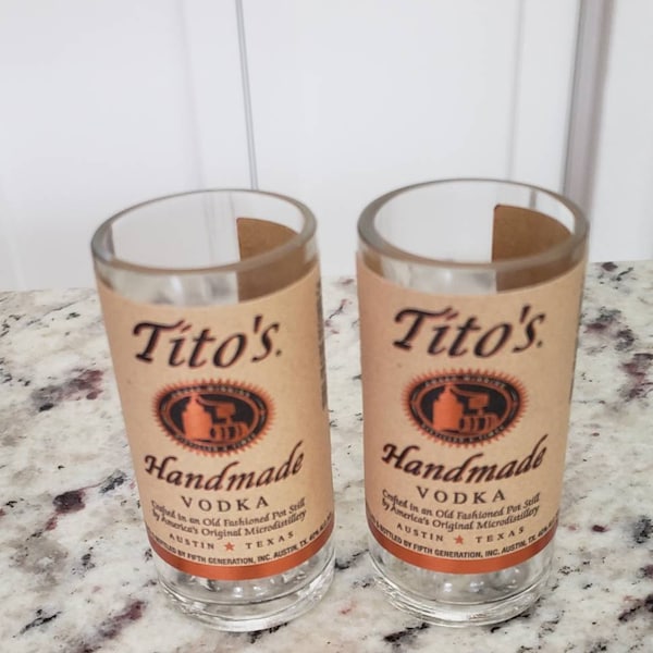 Vodka Shot Glasses Made From Recycled Tito's Miniature Bottles - Etsy