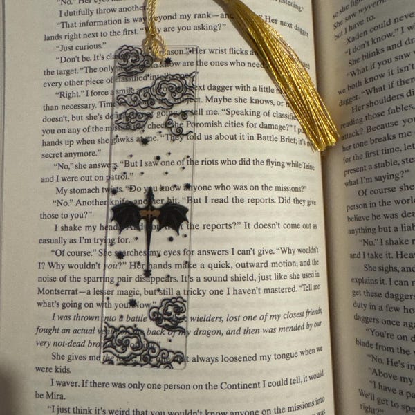 Fourth Wing Acrylic Bookmark With Signet - Etsy