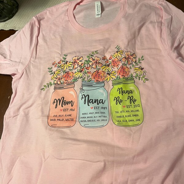 Spanish Grandma Shirt, Floral Abuela Shirt, Custom Grandma Nana Mimi ...