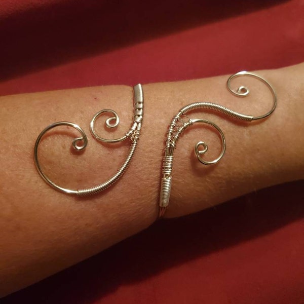 Silver Plated Wire Wrapped Arm Cuff: Spiral Arm Bangle - Etsy