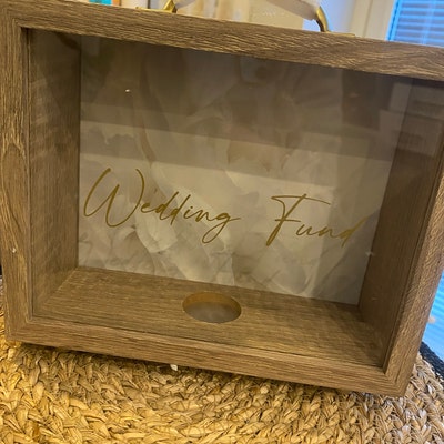 Wedding Fund Box, Wooden Money Box, Engagement Gift Box, Piggy Bank ...