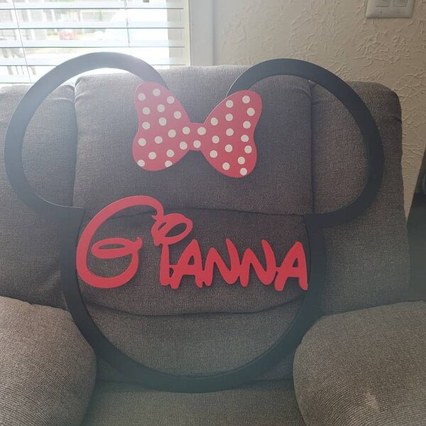 Wooden Minnie Mouse Sign, Disney Minnie Mouse With Bow, Wooden Name ...