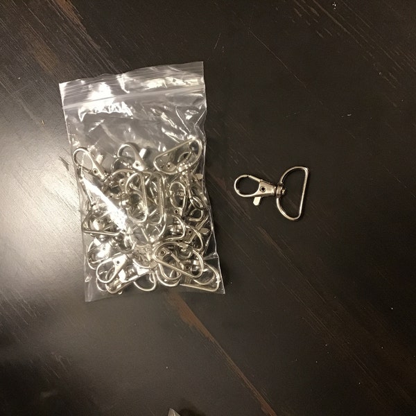 25 Pk - 1" D-ring Swivel Lobster Clasps - Silver Color - for 1 Inch ...