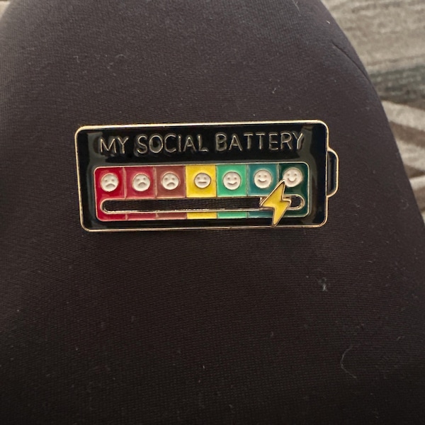 My Social Battery Sliding Pin- Black - Etsy