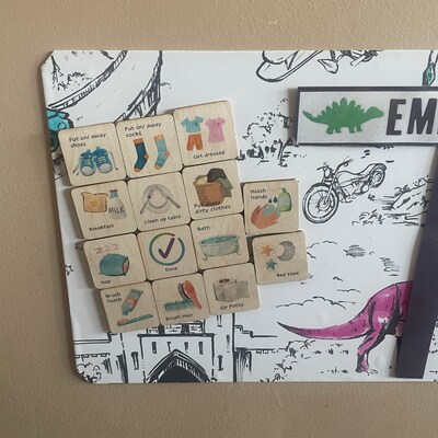 Wooden Daily Routine Cards/ Daily Routine Magnets/ Chore Magnet Chart ...