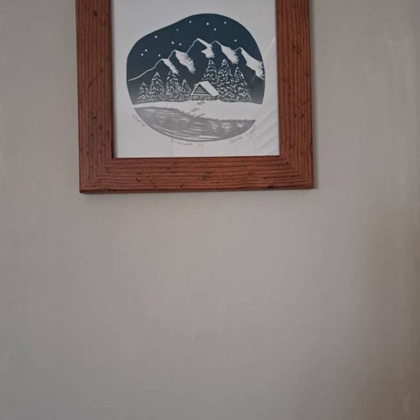 Cozy Cabin Limited Edition Linocut Print, Winter Scene Print - Etsy