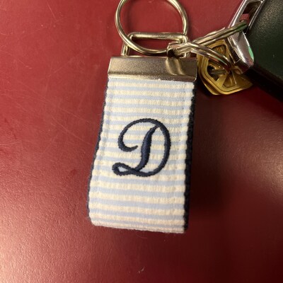 Navy Blue Herringbone Mini Keychain Personalized With Monogram ...