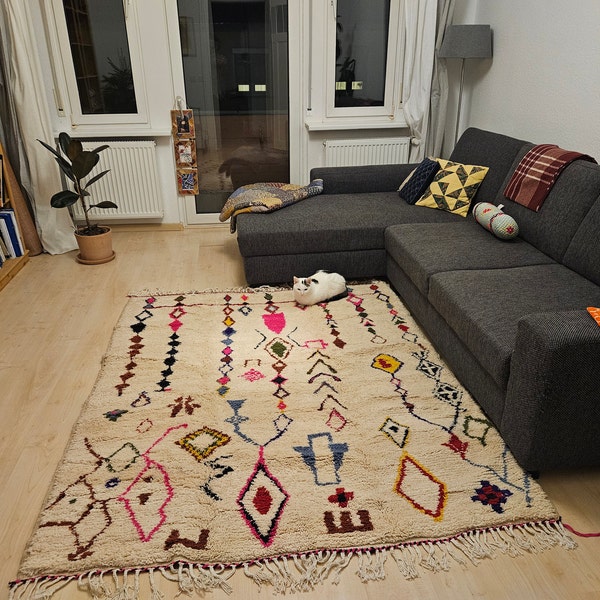 Moroccan Berber Rug, Authentic Azilal Rug, Moroccan Area Rugs, Colorful ...