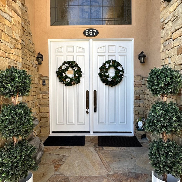 Magnolia Wreath for Front Door With Realistic White Magnolia Blooms ...