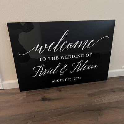 Acrylic Wedding Welcome Sign, Bride and Groom, Modern Decor, Clear ...