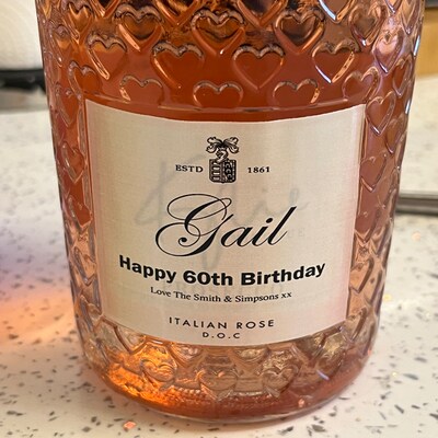 Personalised White Rose Gold Prosecco Bottle Label Sticker Any Occasion ...