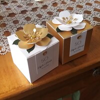 White Favor Boxes With Flower Decor for Wedding, Bridal Party, Baptism ...