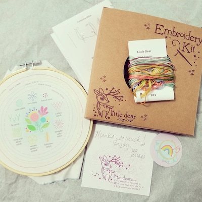 Stitch Sampler Full Kit Beginner Hand Embroidery Design, Printed Hand ...