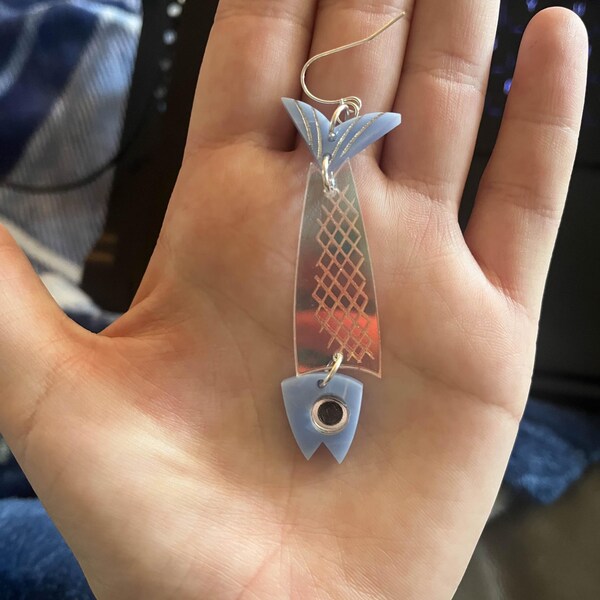 Iridescent Rainbow Fish Sardine Earrings - Etsy