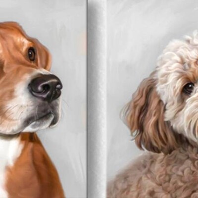 CUSTOM DOG CAT Portrait From Your Photo, Digital Art or Oil Acrylic ...