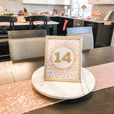 14th Birthday Girl Decorations Pink and Gold Number 14 Sign Printable ...