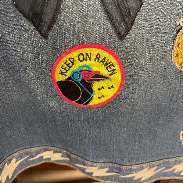 Keep On Raven Iron On Patch Raver Patch Raving Patch Funny Bird