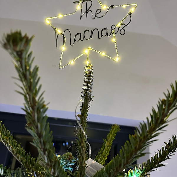 Lighted Wire Star Tree Topper for Christmas Tree Topper Personalised ...