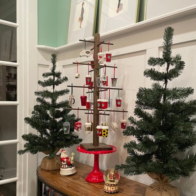 LARGE Rustic Stained Christmas Tree Ornament Holder, Display, Stand ...