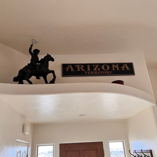 Distressed Arizona Territory Sign, Rustic Wooden Wall Decor - Etsy