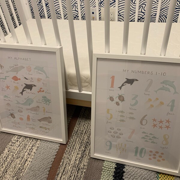 Animal Alphabet and Numbers Prints, Beach Nursery Decor, PRINTABLE Wall ...