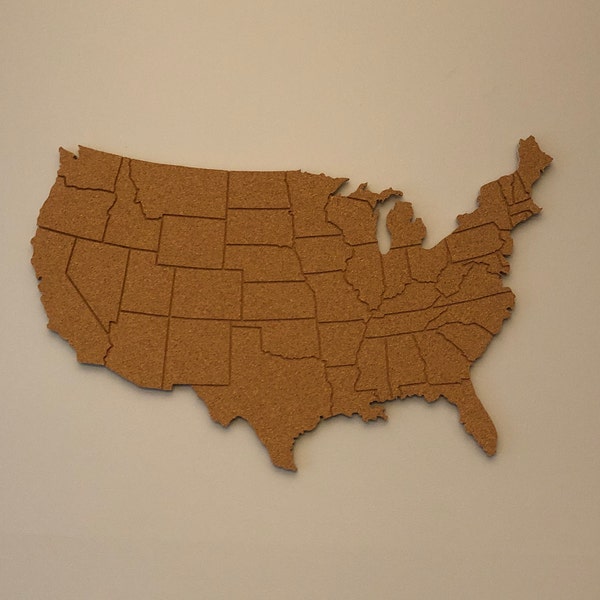 USA Cork Board, USA Corkboard Map, Pin Board, USA Bulletin Board ...
