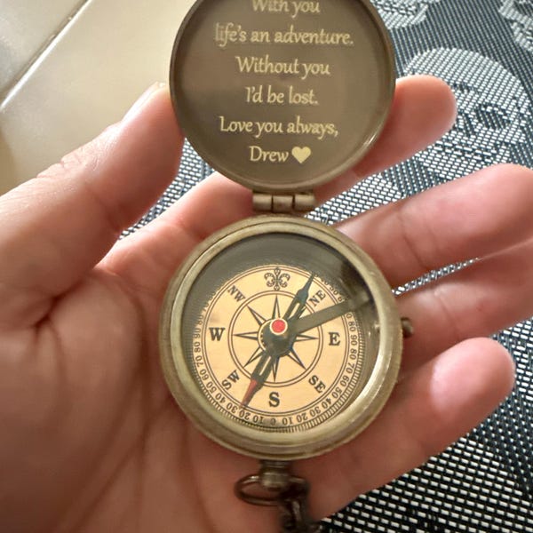 Personalized Brass Compass Birthday Gift for Husband, Wedding Gift ...