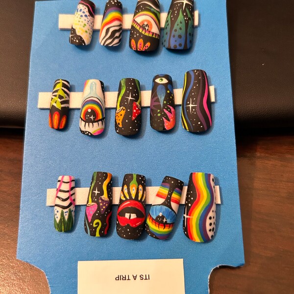 Its a Trip Hand Painted Full Press on Nail Set - Etsy