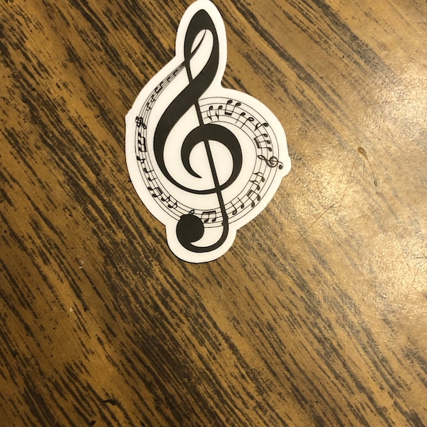 Music Note Sticker, Treble Clef Sticker, Clear Vinyl Sticker, Die Cut ...