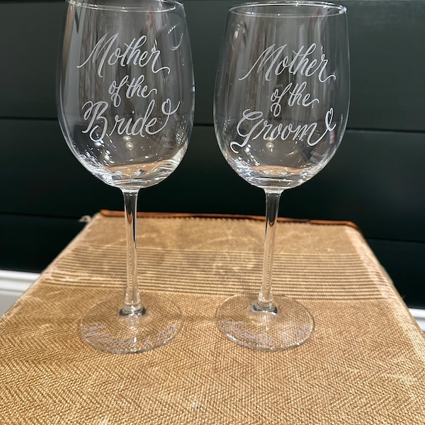 Mother of the Bride and Groom Wine Glasses Personalized With Your ...