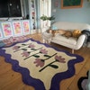 Irregular Amoeba Shaped Throw Rug Illusion Pattern Hand-tufted 100% ...