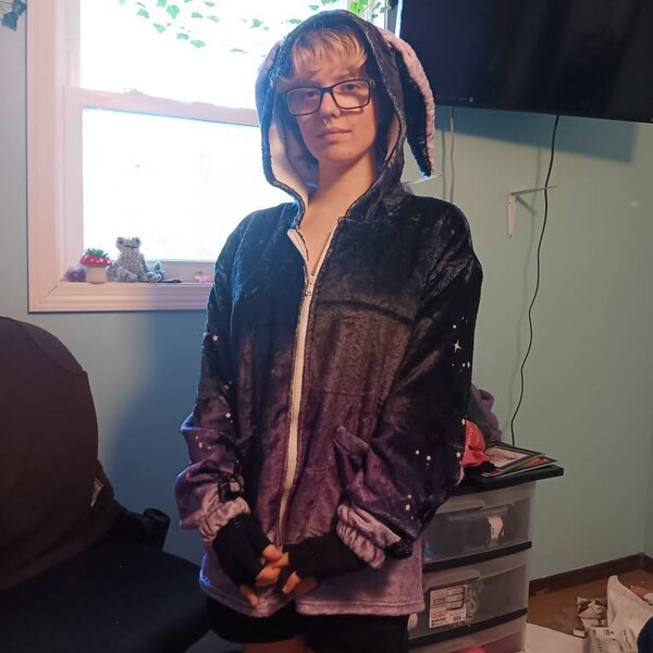 Fluffy Pastel Goth Bunny Ear Hoodie Yami Kawaii Rabbit Hoody Creepy ...