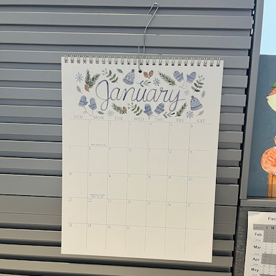 Large Floral Watercolor Birthday Calendar, 8.5x11 Perpetual Calendar ...